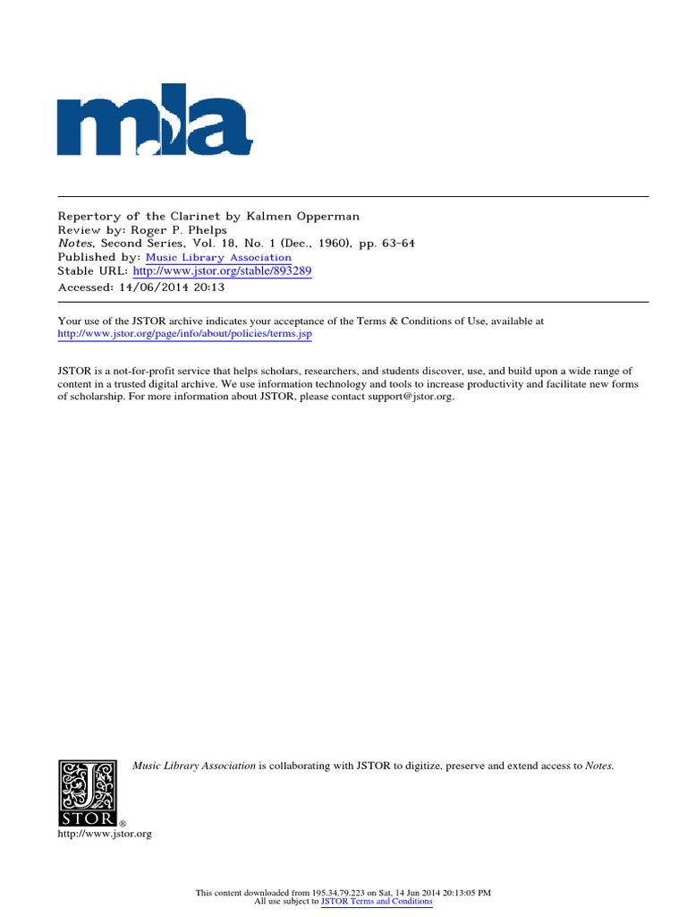 T - Repertory of The Clarinetby Kalmen Opperman | PDF | Orchestras ...