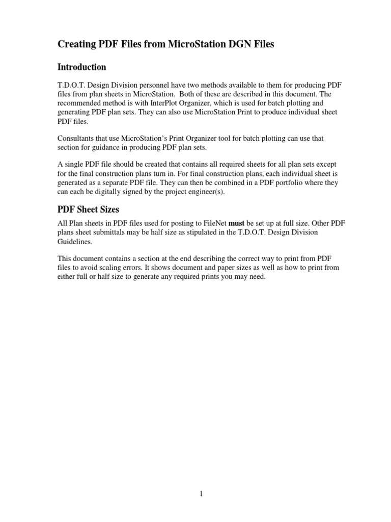 Creating PDF Files From Microstation DGN Files | PDF | Printer (Computing) | Computer File