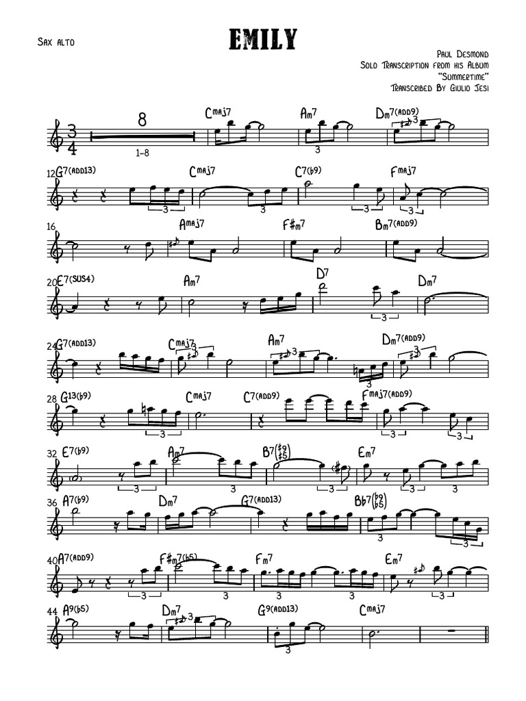 Emily - Paul Desmond | PDF