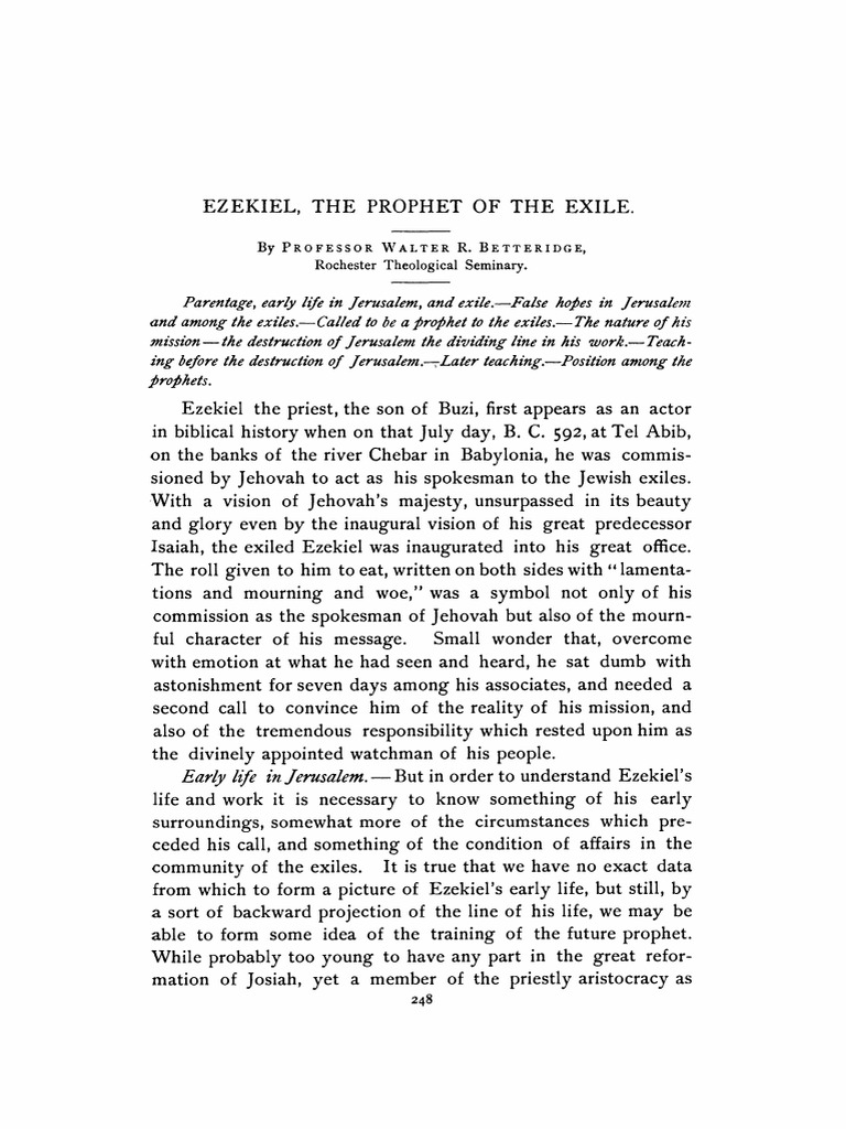 Ezekiel, The Prophet of The Exile | PDF | Babylonian Captivity | Ezekiel