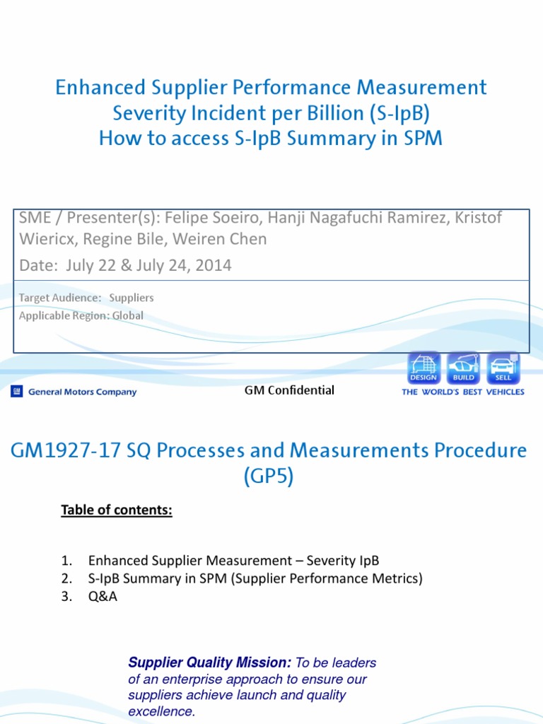 Enhanced Supplier Performance Measurement Severity Incident Per Billion ...