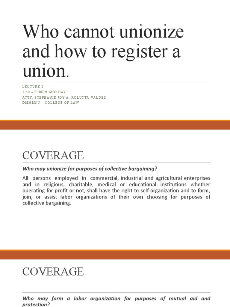 Who Cannot Unionize and How To Register A Union | PDF | Employment ...