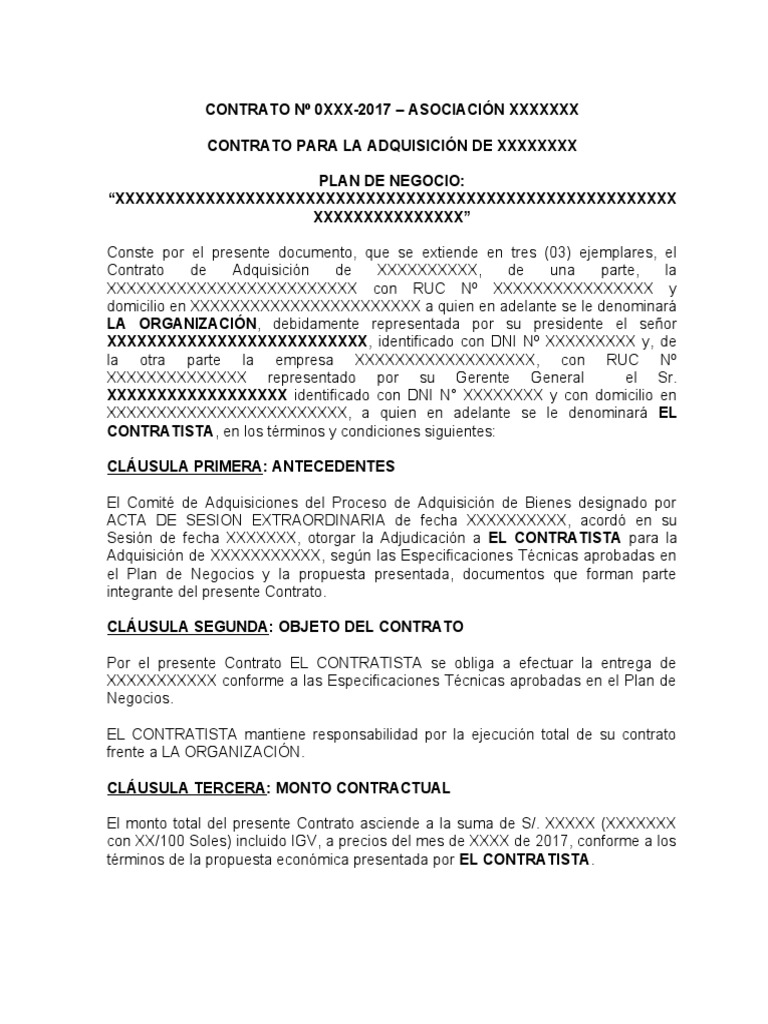 Modelo de Contrato para Adquisición de Bienes | PDF