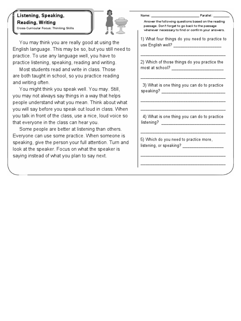 Listening, Speaking, Reading, Writing | PDF