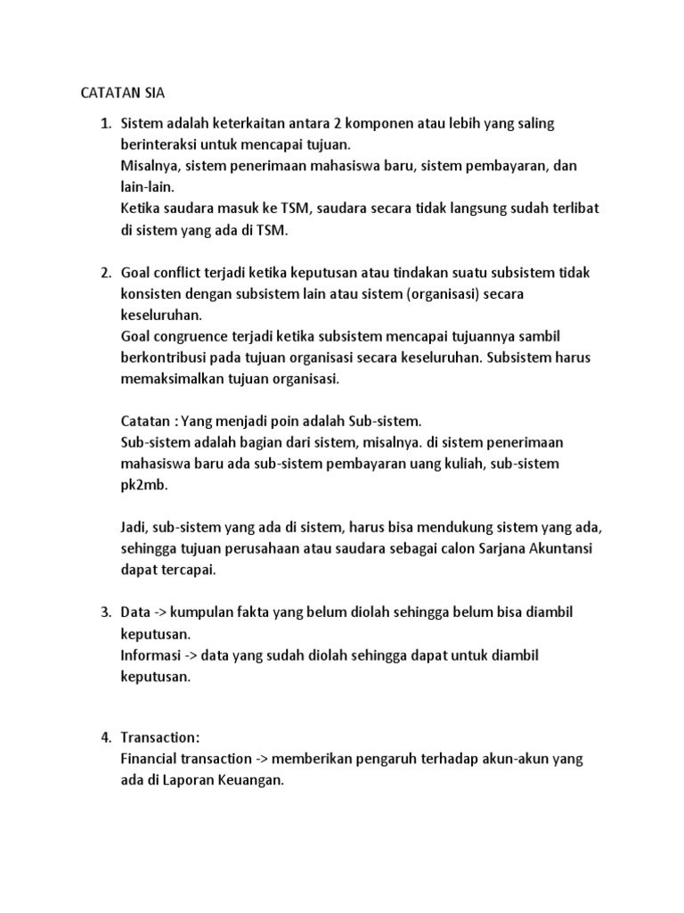 Catatan Sia 1 (Uts) | PDF