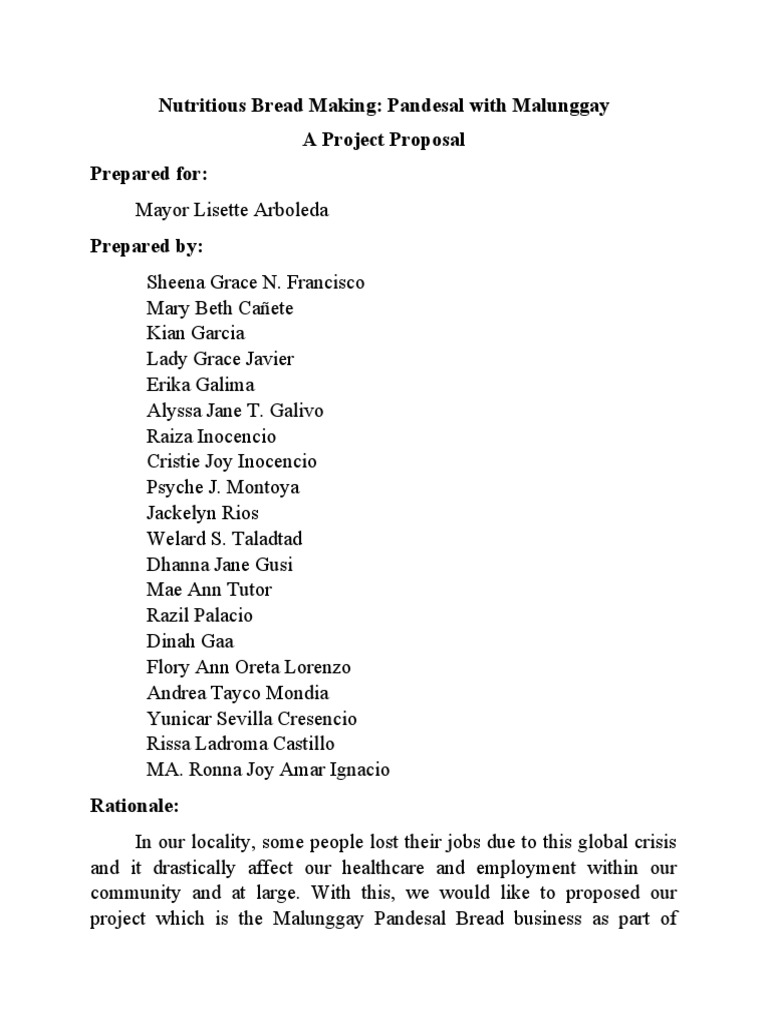 NSTP - Project Proposal | PDF | Dough | Breads