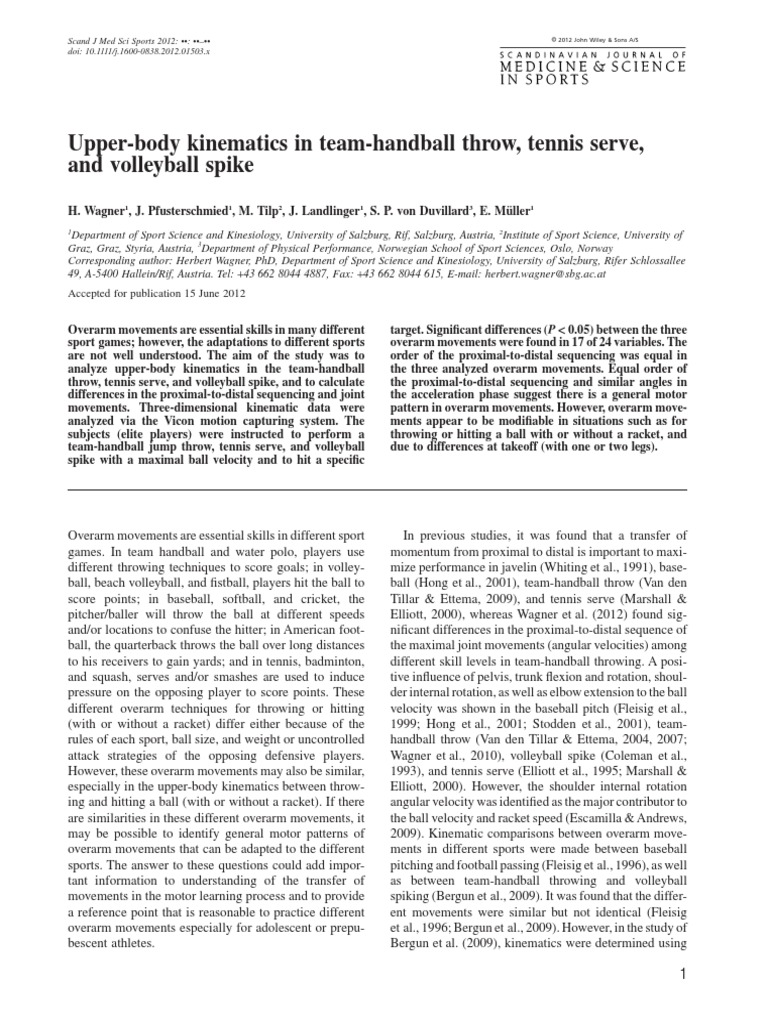 Upper-Body Kinematics in Team-Handball Throw, Tennis Serve, and ...