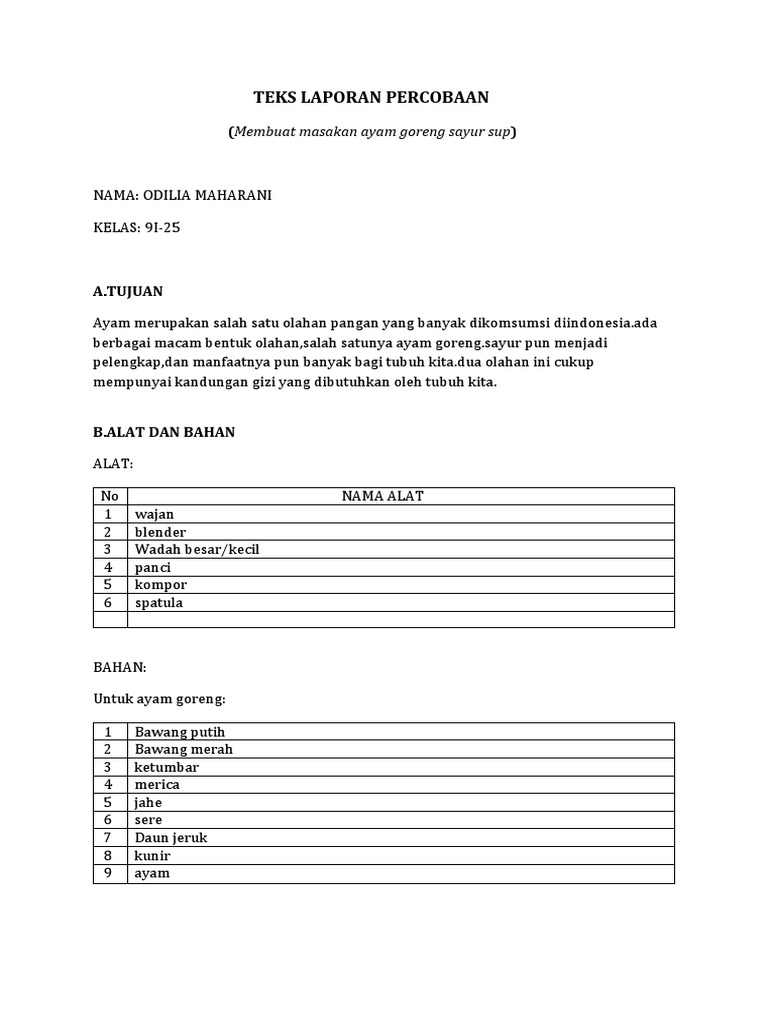 Teks Laporan Percobaan | PDF