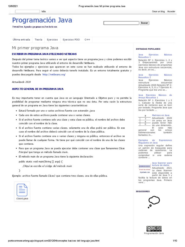 0-Programación Java - Mi Primer Programa Java | PDF | Java (lenguaje de ...
