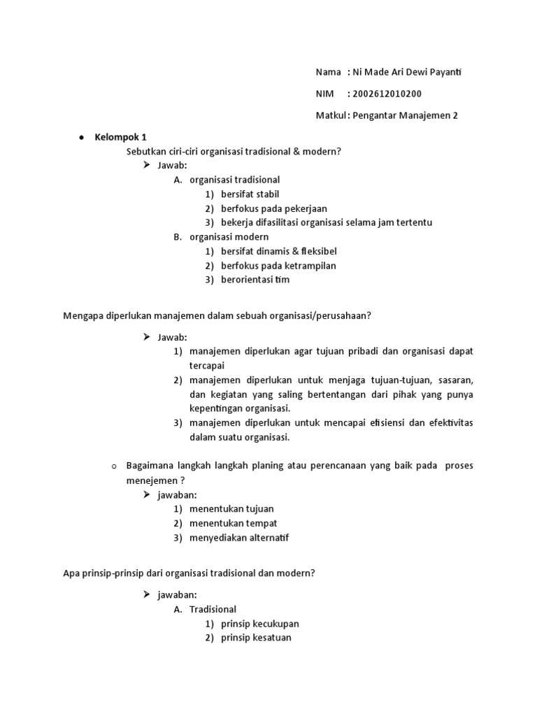 QnA Manajemen SMT 2 | PDF