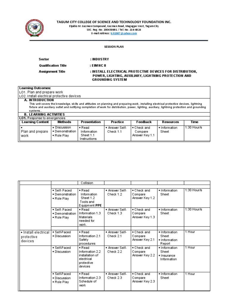 Villareal Session Plan - Eim | PDF | Information | Educational Assessment