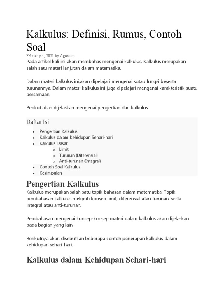 KALKULUS | PDF | Metode & Bahan Ajar | Komputer