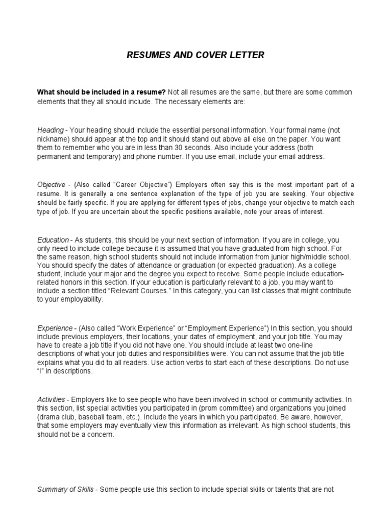 Resumes and Cover Letter | PDF | Résumé