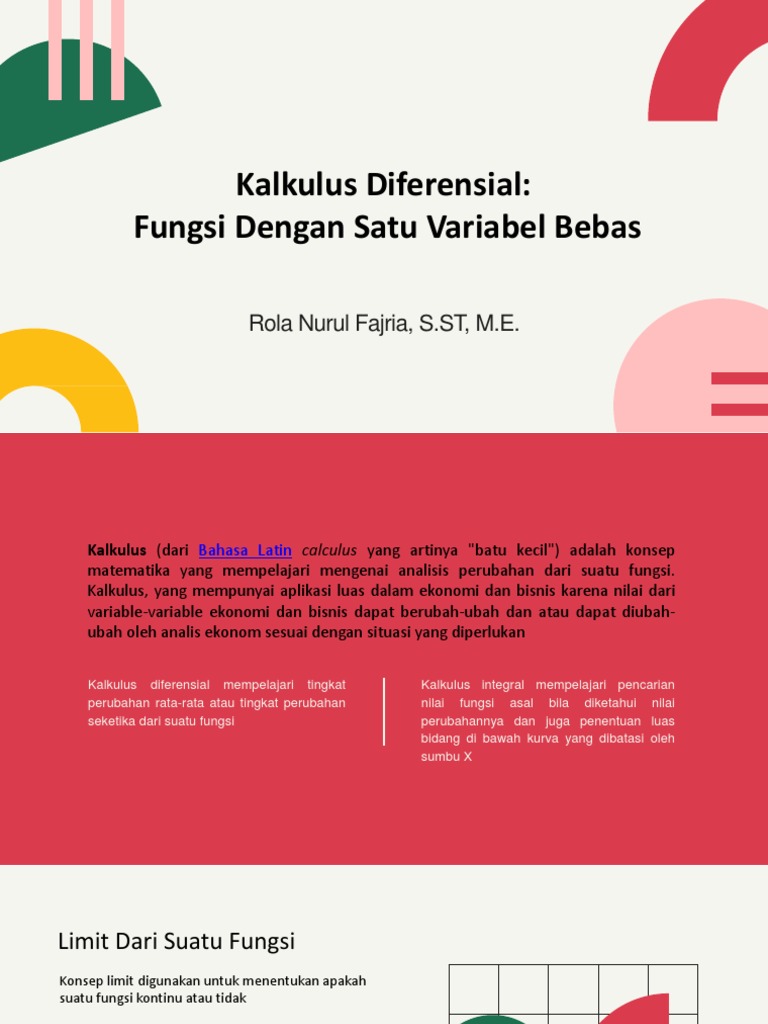 Kalkulus Diferensial: Fungsi Satu Variabel | PDF | Metode & Bahan Ajar