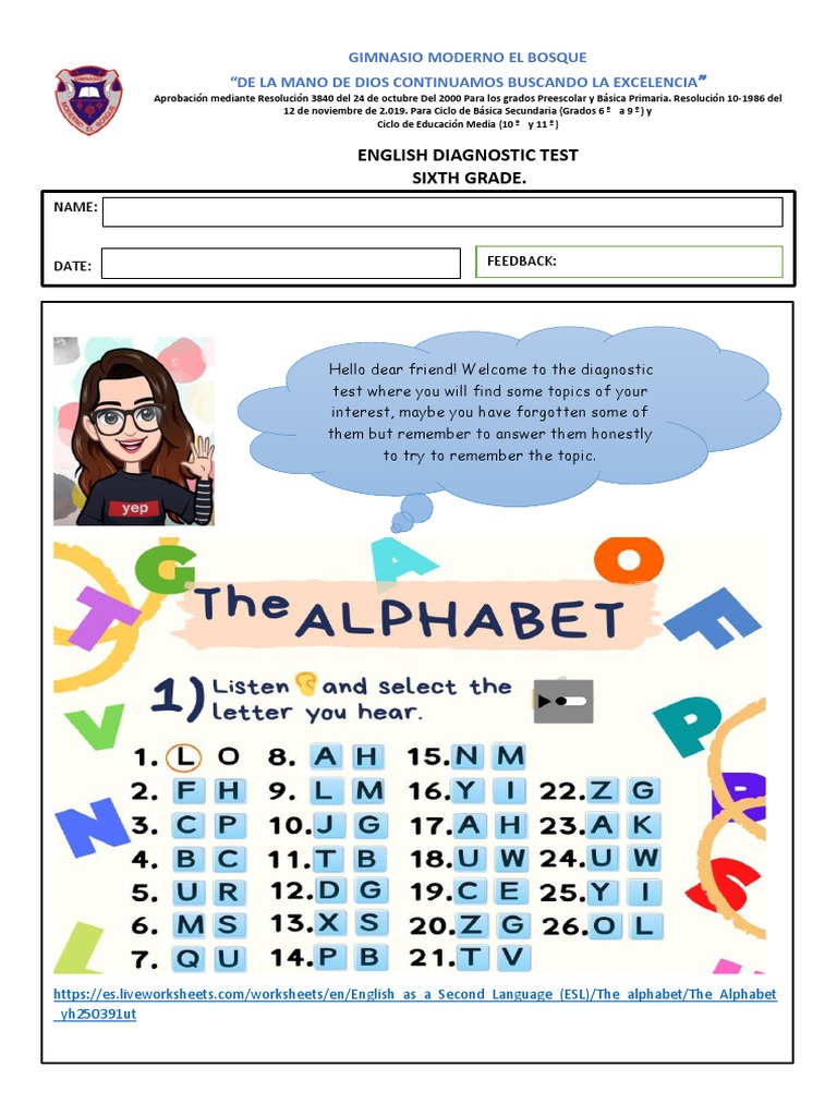 6TH Grade Diagnostic Test | PDF