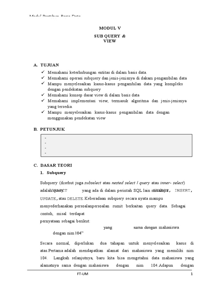 Modul 5 Subquery Dan View | PDF