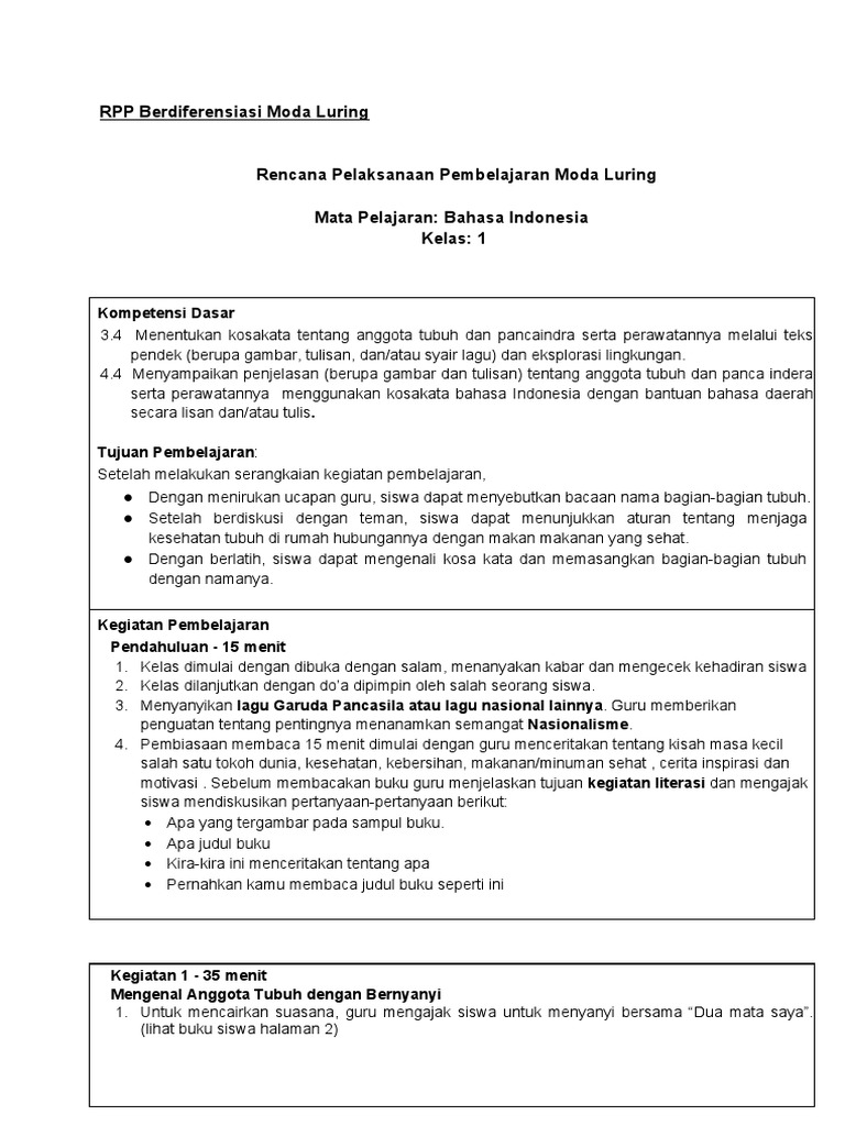 RPP Berdiferensiasi Kelompok-Edit | PDF | Karier & Perkembangan | Seni & Disiplin Bahasa