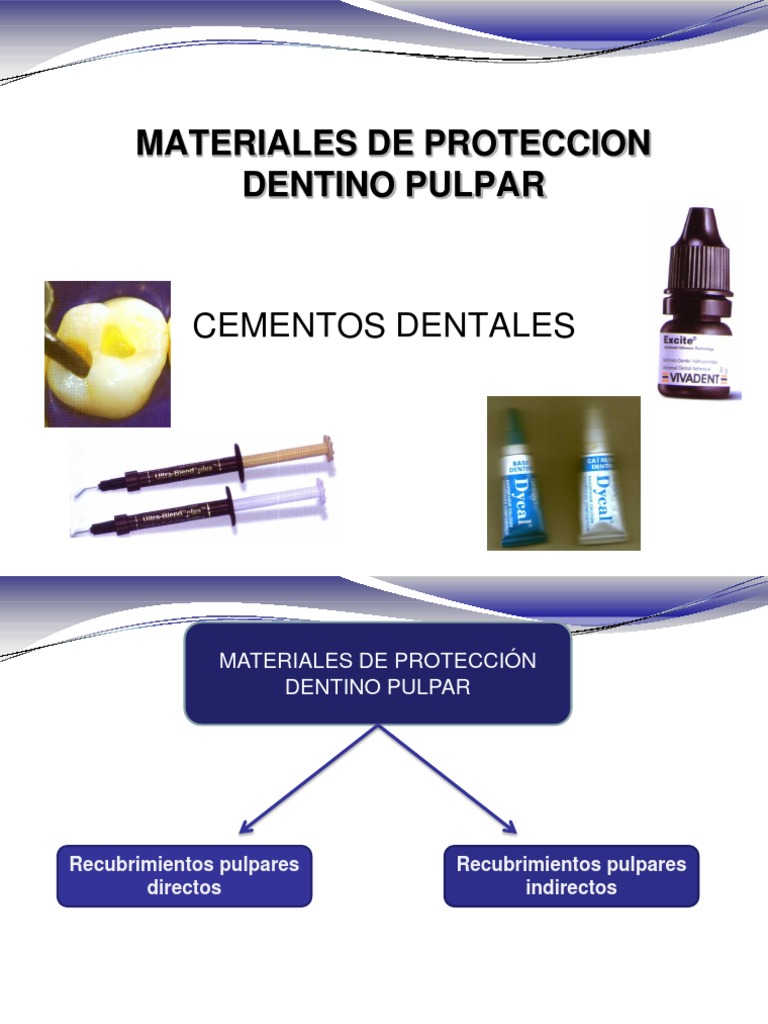 Materiales de Protección Dentino Pulpar | PDF | Cemento | Esmalte de ...