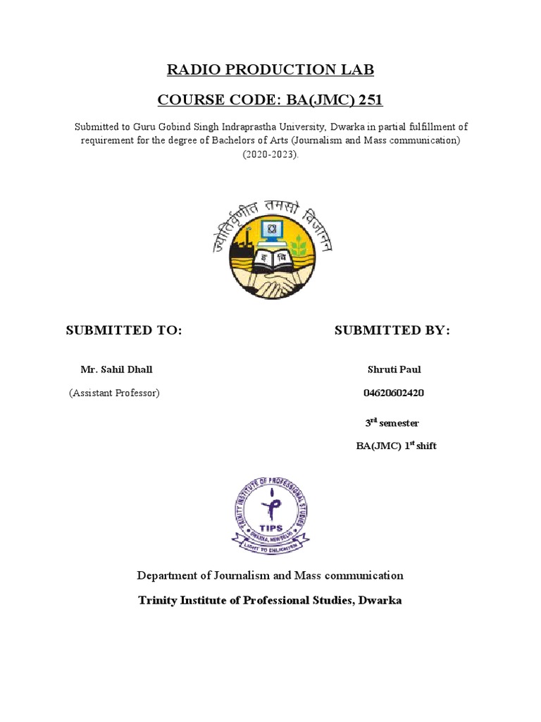 Radio Production Lab File Kiran | PDF | Radio | Radio Wave