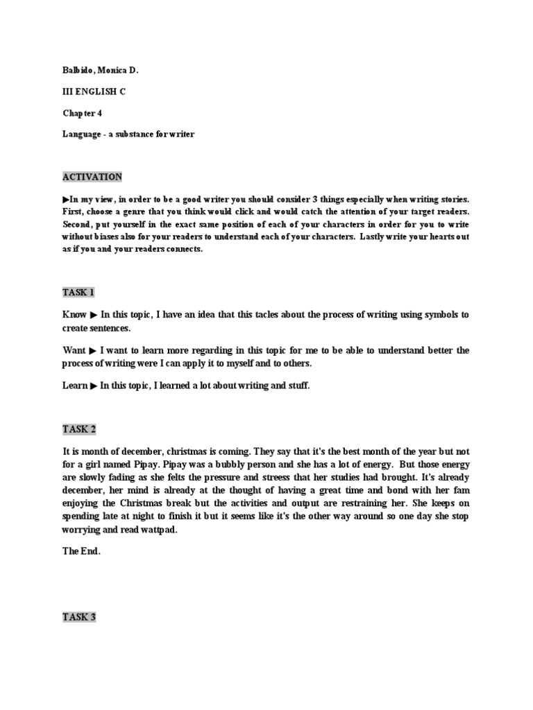 Chapter 4 Writing - WPS Office | PDF | Writers | Grammar