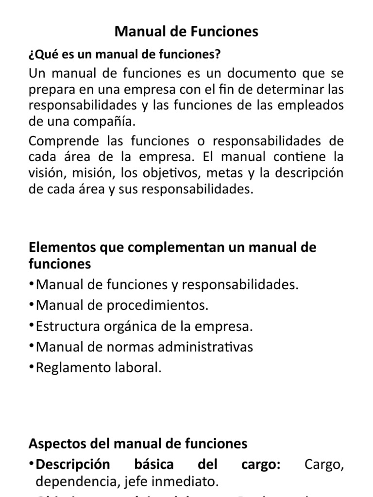 Manual de Funciones Empresariales | PDF