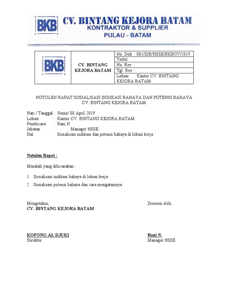 Cv. Bintang Kejora Batam | PDF