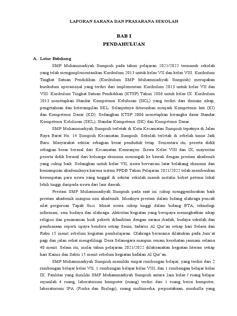 Laporan Sarana Dan Prasarana Sekolah | PDF | Karier & Perkembangan