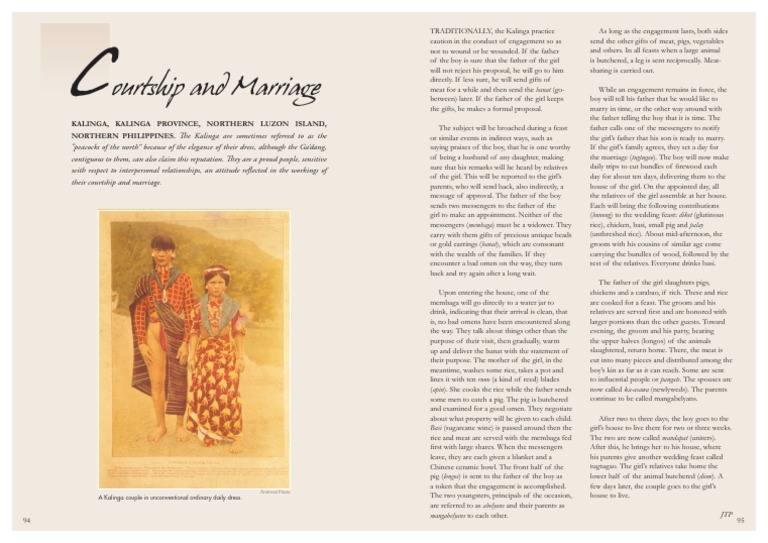 Kalinga Wedding Traditions and Rituals | PDF