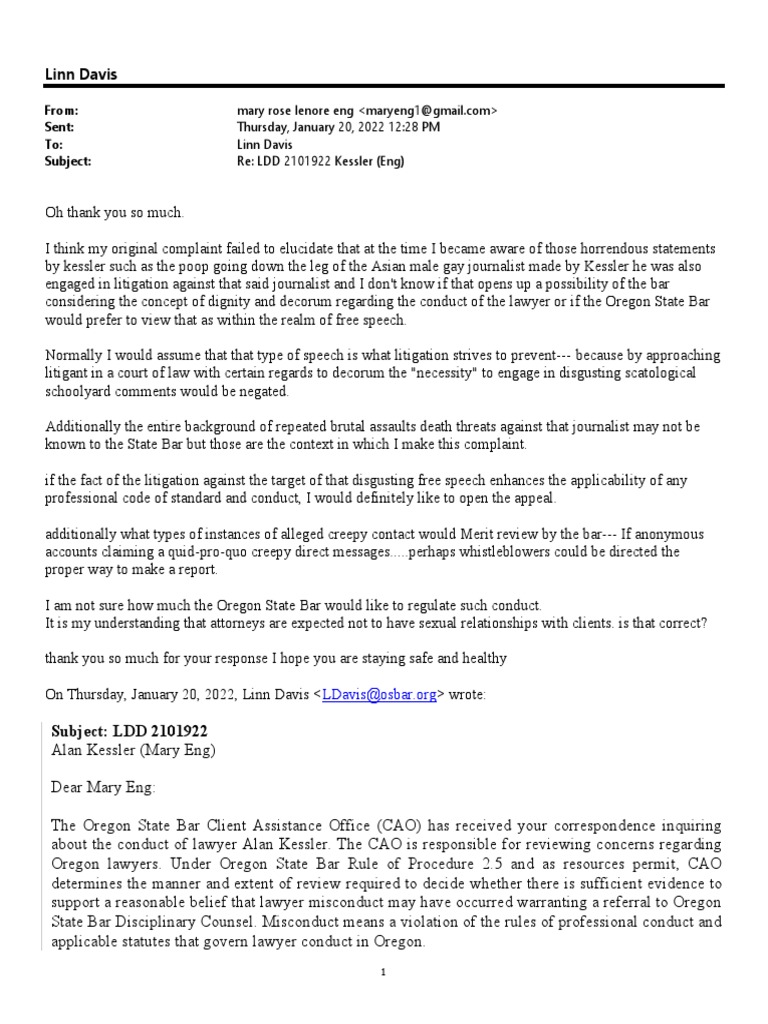 Alan Kessler Oregon State Bar Complaint Review Request | Download Free ...