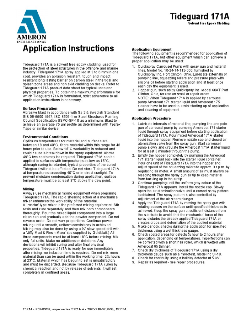 Tideguard 171a Application Instructions | PDF | Pump | Liquids