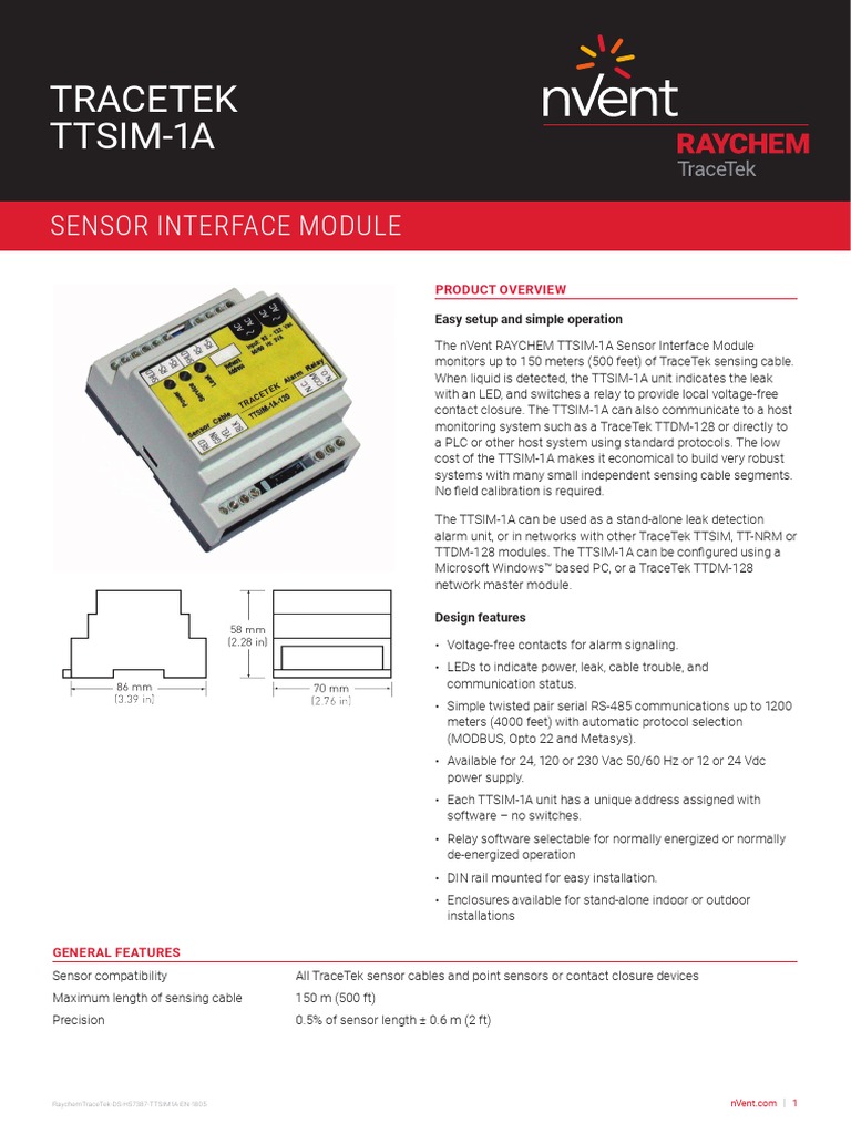 Tracetek Ttsim-1A: Sensor Interface Module | PDF | Relay | Electrical Engineering