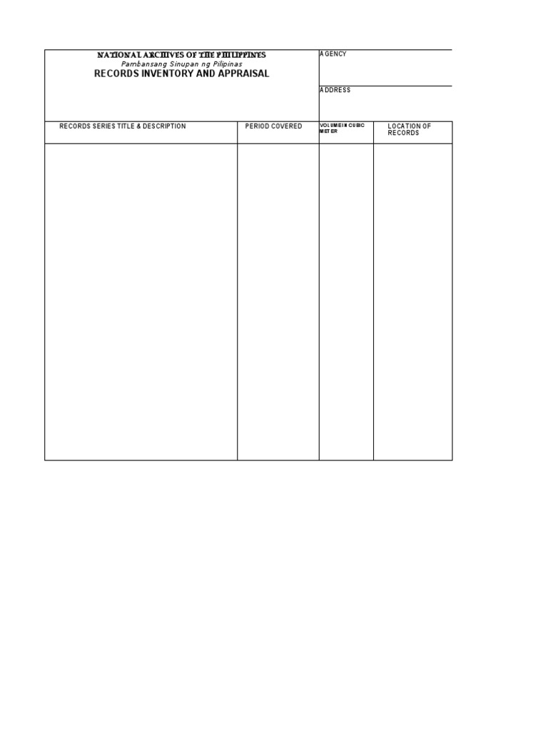 NAP Form No. 1 Inventory Appraisal | PDF