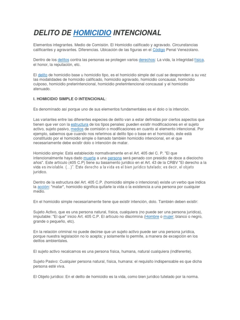 Homicidio Simple | PDF | Homicidio | Intención (Derecho Penal)