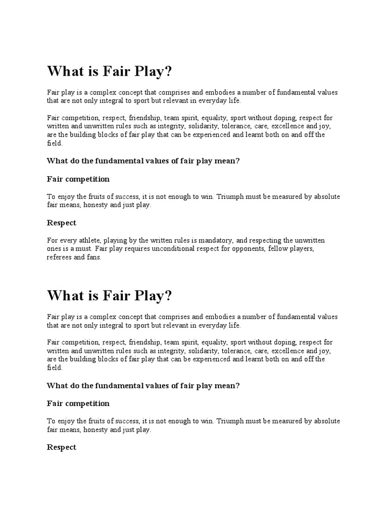 What Is Fair Play | PDF | Sports | Value (Ethics)