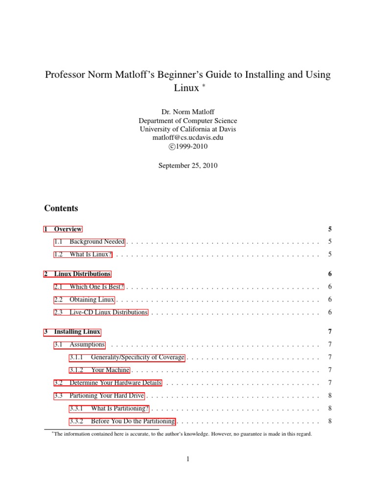 Professor Norm Matloff's Beginner's Guide To Installing and Using Linux ...
