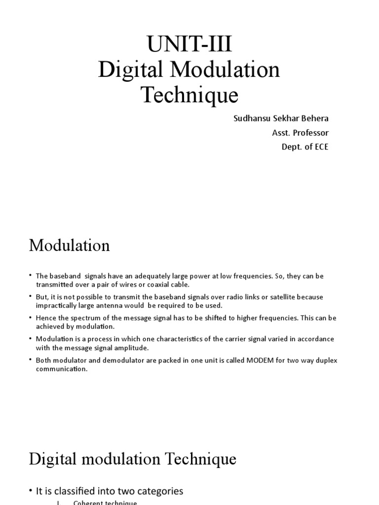 Digital Modulation Technique (U-2) | PDF | Modulation | Electronic ...