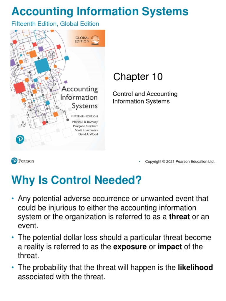 Lecture 1 Chapter 10 Control And Accounting Information Systems Pdf Internal Control Risk
