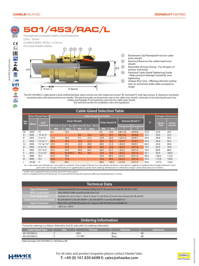 Hawke CableGland 501 453 RAC L Compression June2019 | PDF ...