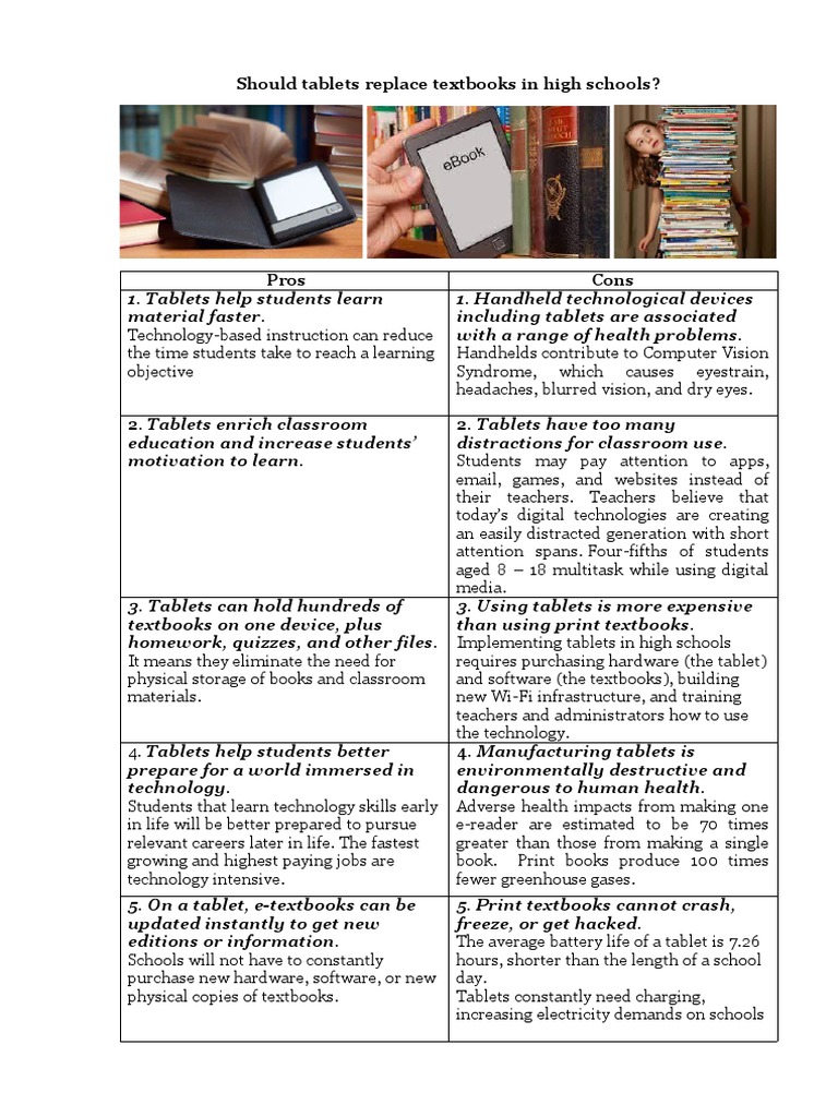Should Tablets Replace Textbooks in High Schools? | PDF | Tablet ...