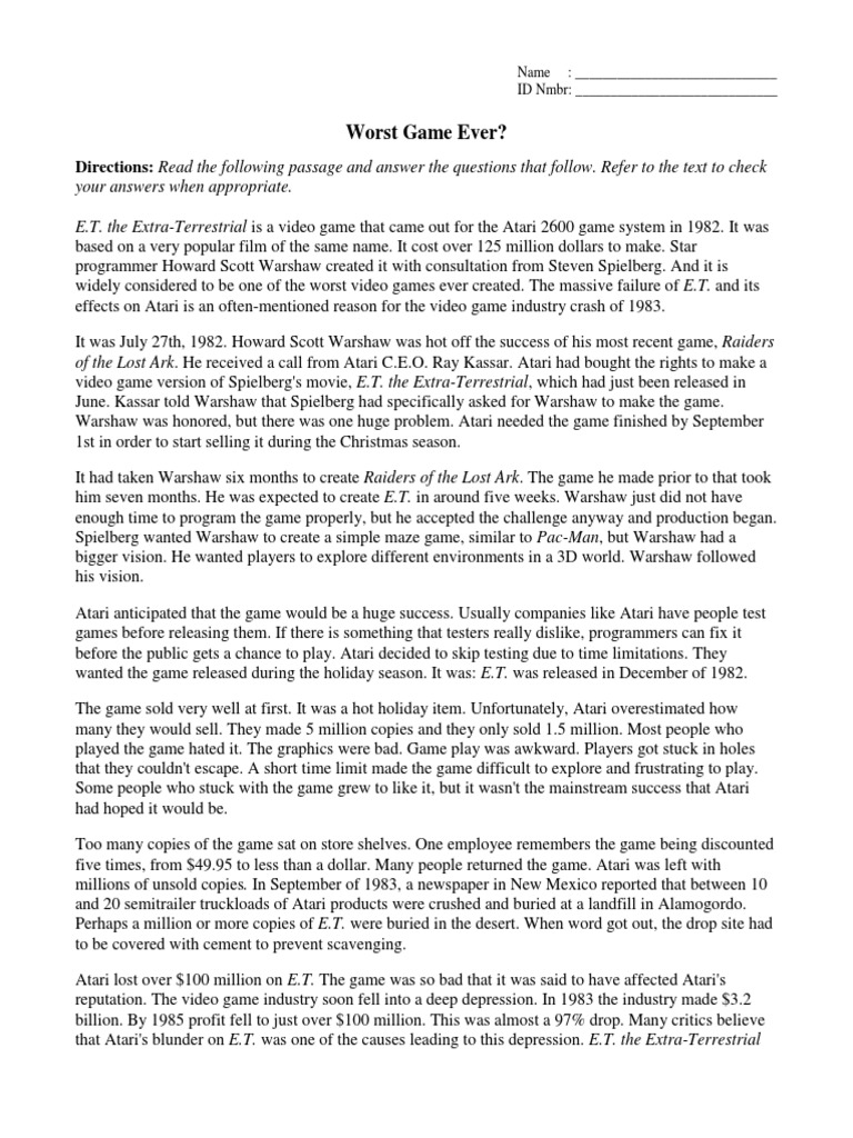 Skimming & Scanning Quiz Materials | PDF