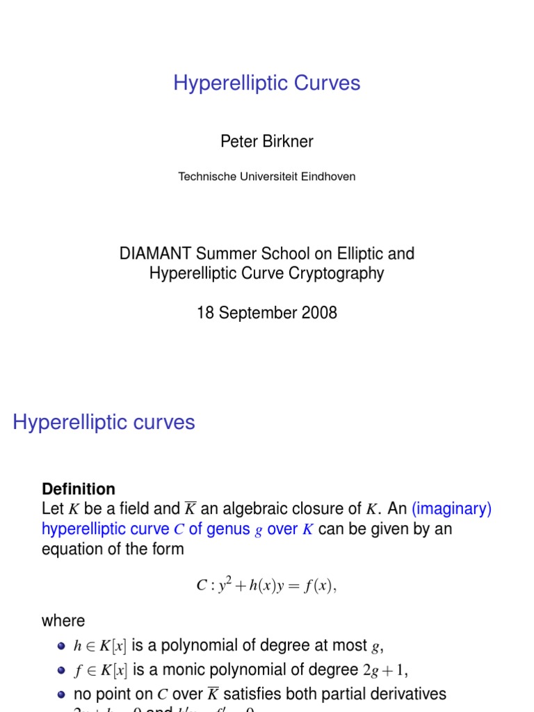 Hyperelliptic Curve Cryptography Guide | PDF | Field (Mathematics ...