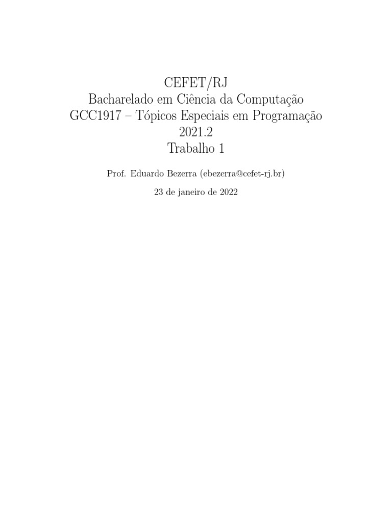 Cefet/Rj Bacharelado em Ci Encia Da Computa C Ao GCC1917 - T Opicos ...