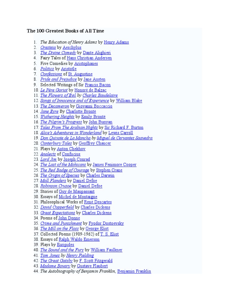 The 100 Greatest Books of All Time | PDF