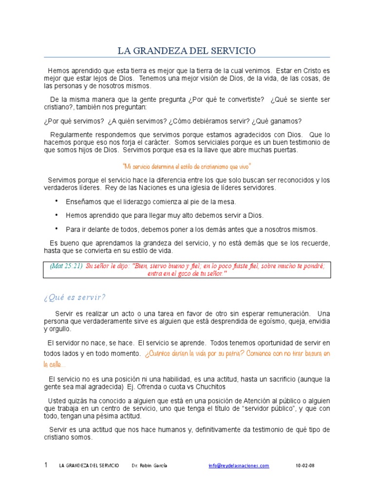 6 La Grandeza Del Servicio | PDF | Amor | Dios