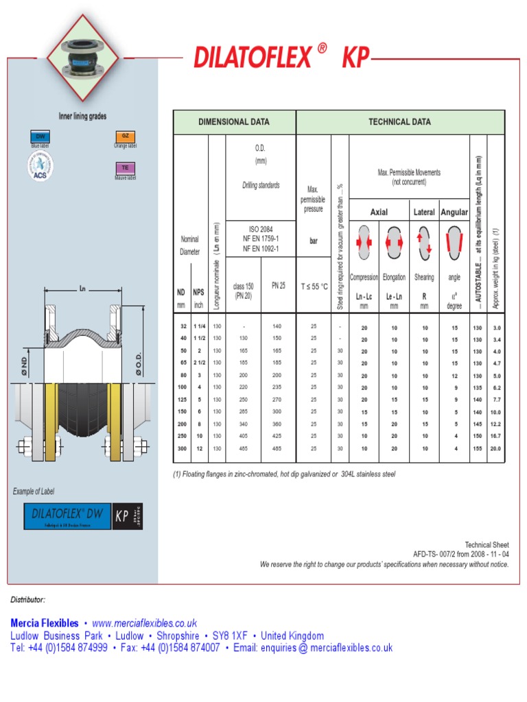 Dilatoflex KP High Pressure | PDF | Mechanical Engineering | Building ...