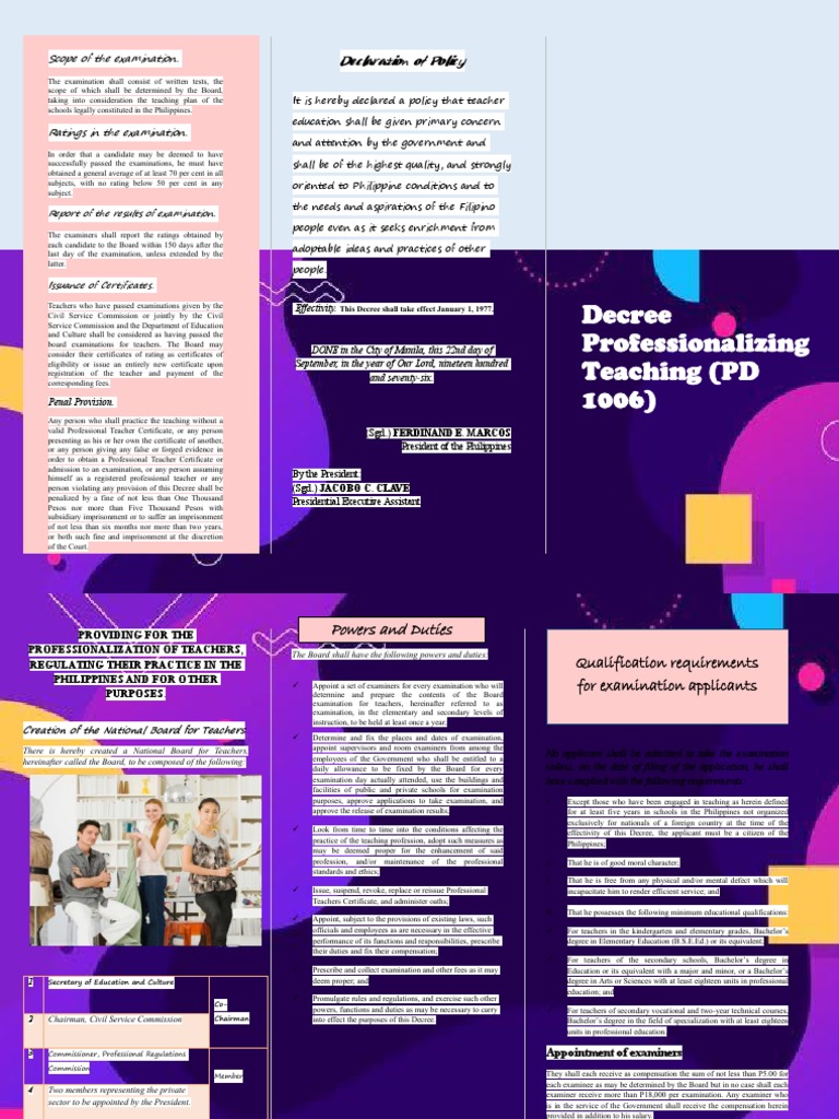 Decree Professionalizing Teaching (PD 1006) : Declaration of Policy ...