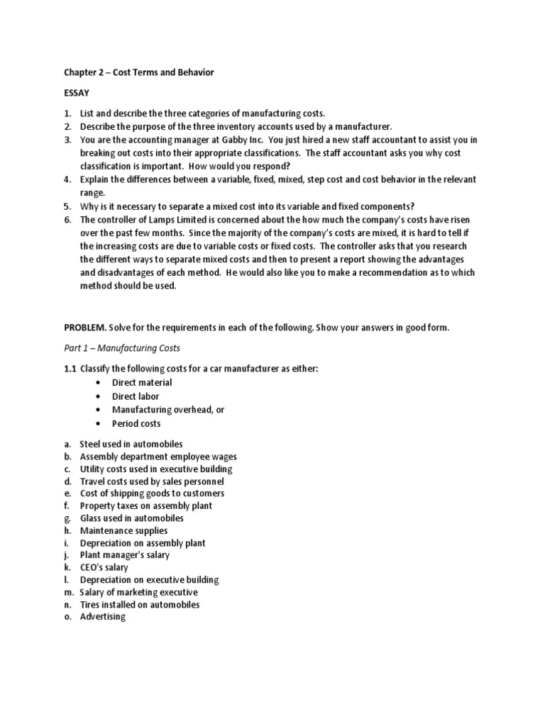 Chapter 2 Seatwork | PDF | Inventory | Regression Analysis