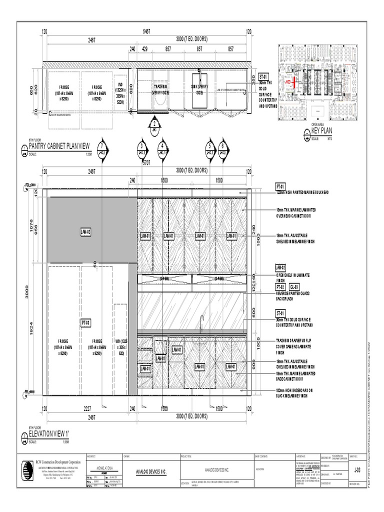 Key Plan Pantry Cabinet Plan View: Open Area | PDF | Countertop ...