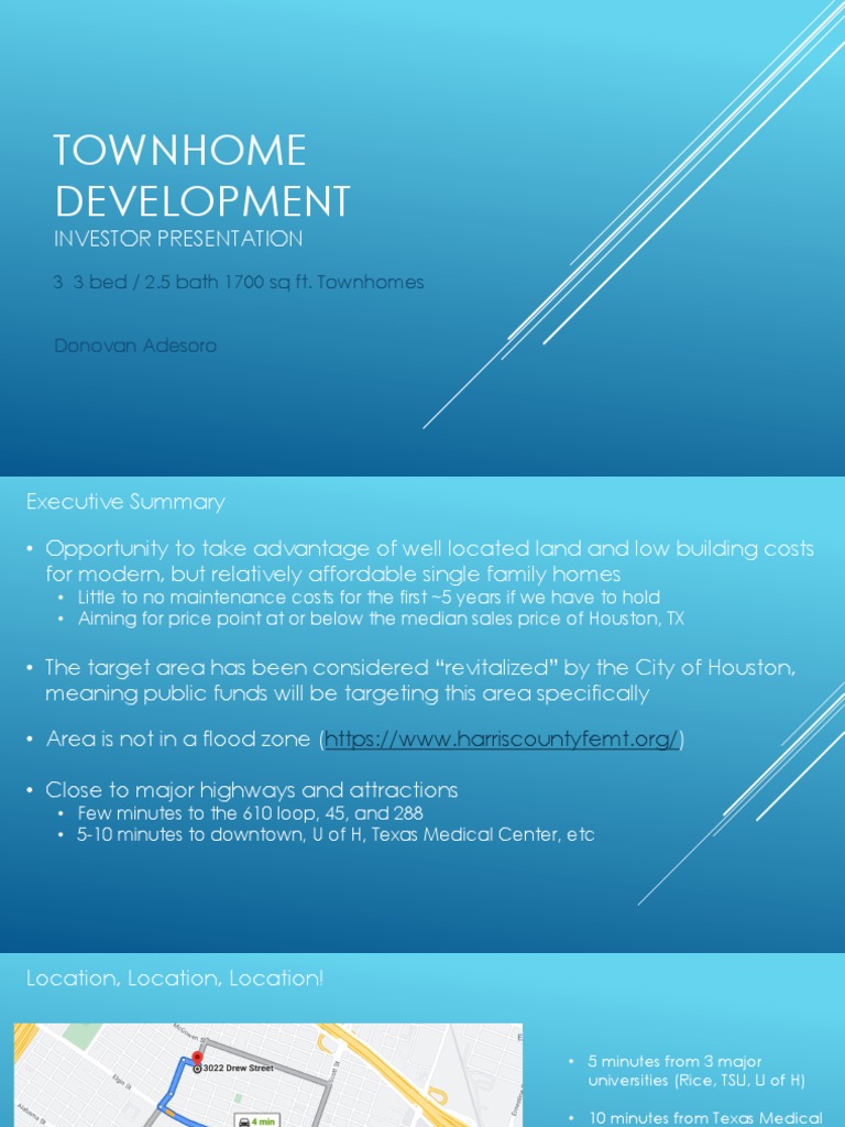 Townhome Development Project | PDF | Refinancing | Money