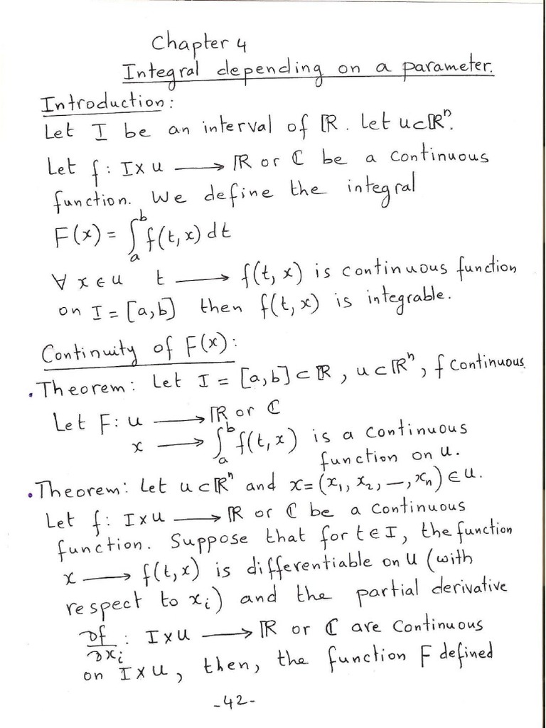 Chapter 4 Integral Depending On A Parameter Pdf